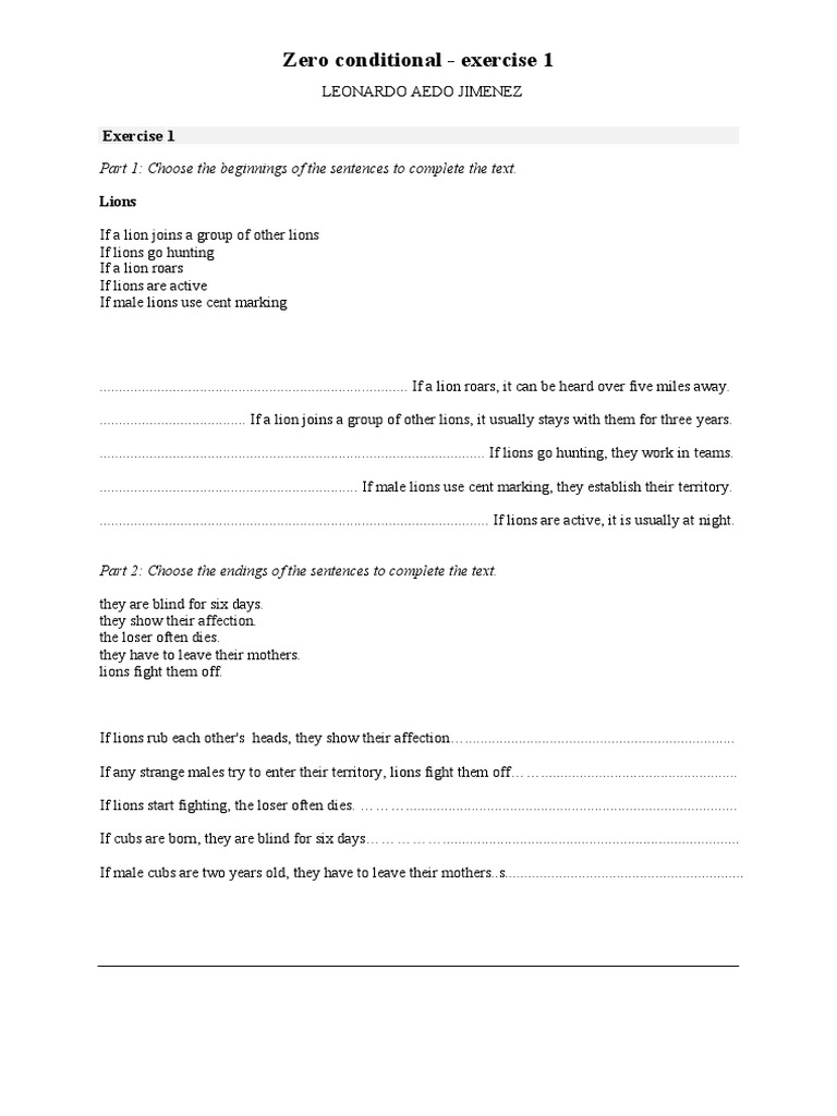 Zero Conditional Exercise 1 | PDF