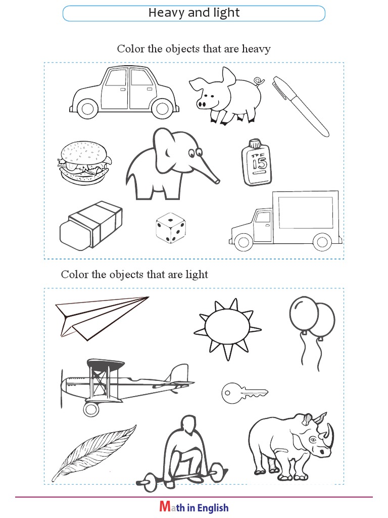 Color The Objects That Are Heavy: TH in English | PDF