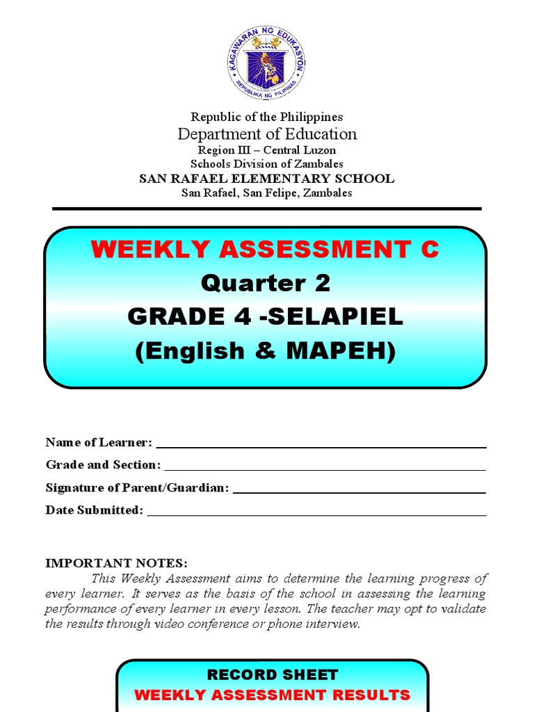 WEEKLY ASSESSMENT - Grade 4 Q2 C | PDF | Further Education