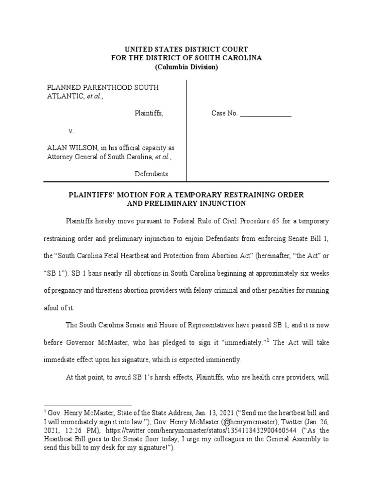 Motion For TRO and PI | PDF | Human Reproduction