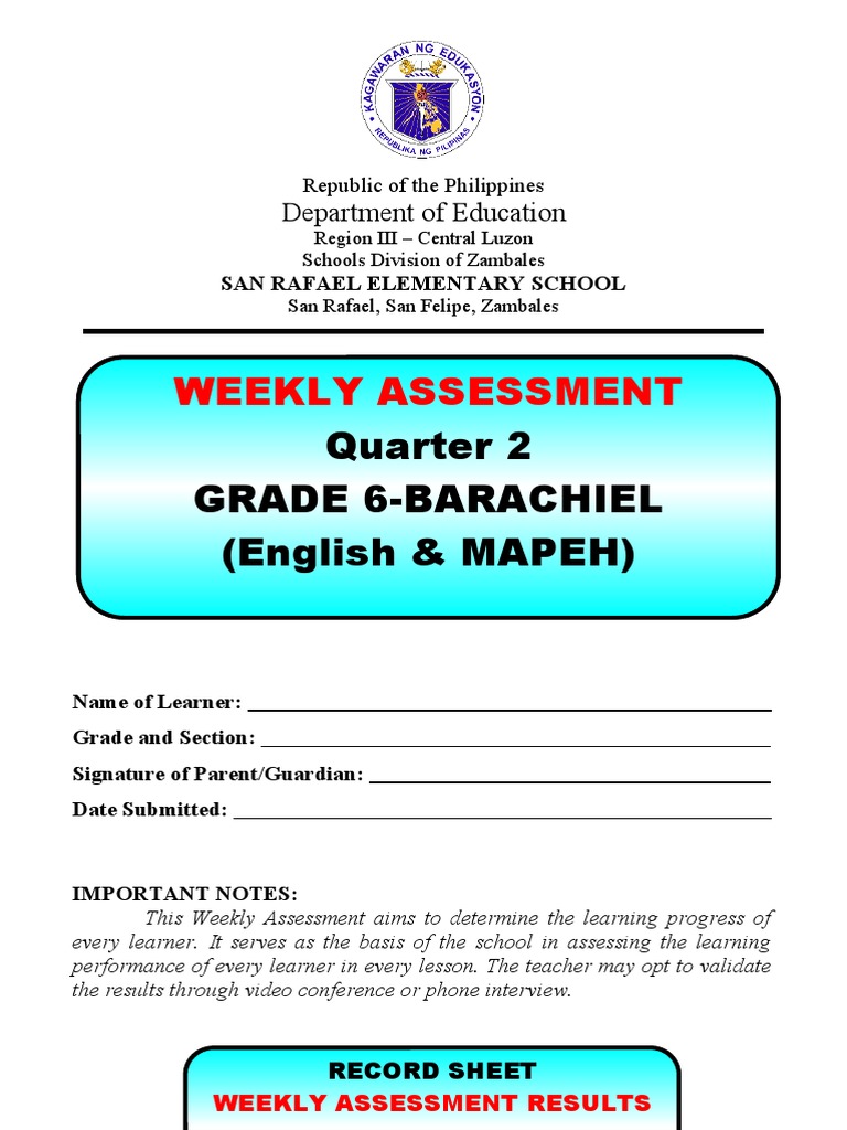 WEEKLY ASSESSMENT - Grade 6 Q2 - B | Download Free PDF | Typography ...