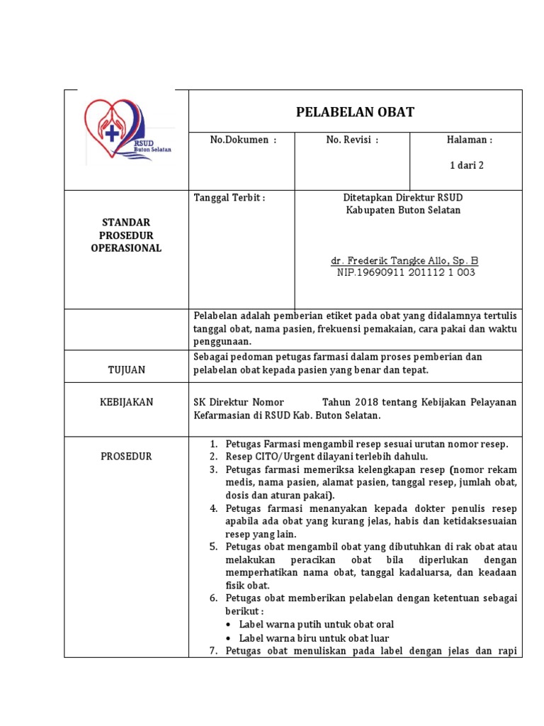 SOP Pelabelan Obat | PDF