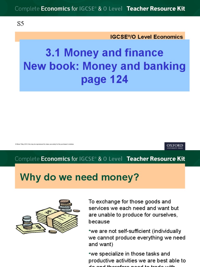 3.1 Money and Finance New Book: Money and Banking: Igcse /O Level ...