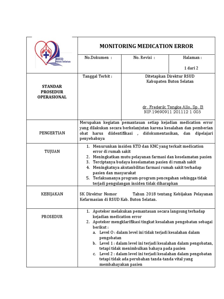 SOP Medication Error | PDF