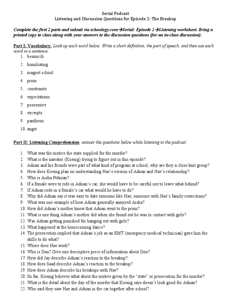 Episode 2 Listening Worksheet | PDF | Social Science