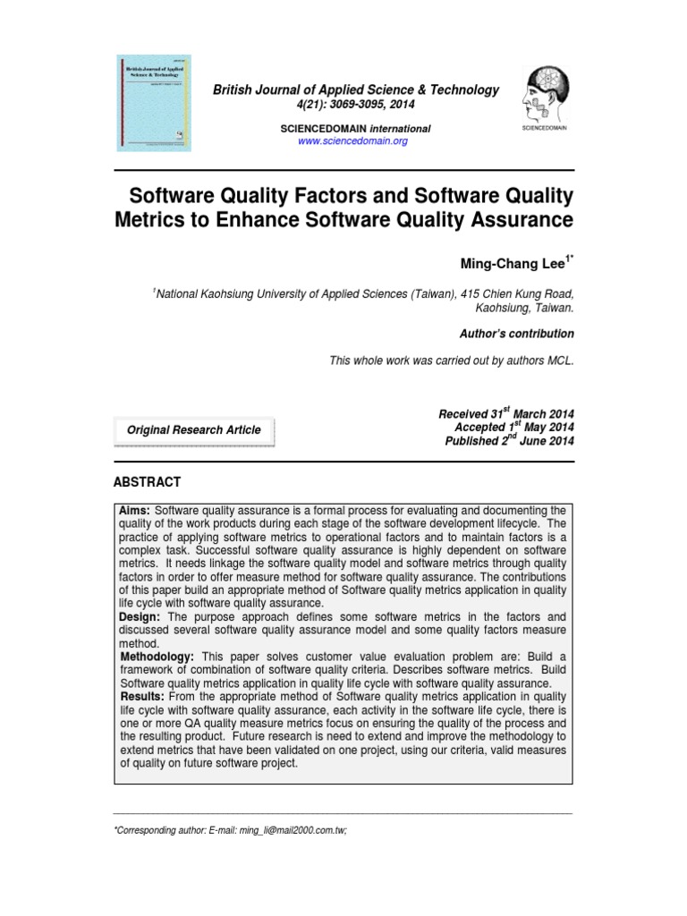 Software Quality Factors and Software Quality Metrics To Enhance Software Quality Assurance ...