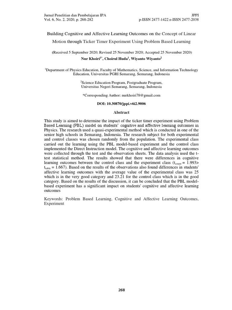 Building Cognitive and Affective Learning Outcomes On Through | PDF ...