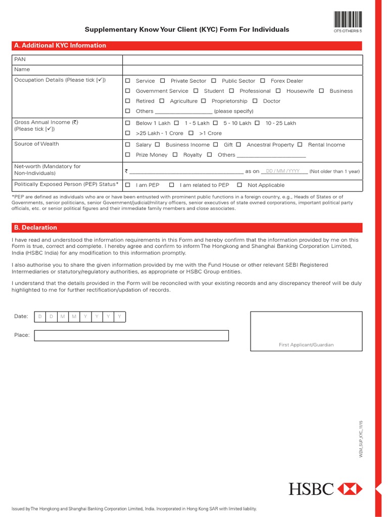 Supplementary Know Your Client (KYC) Form For Individuals: A ...
