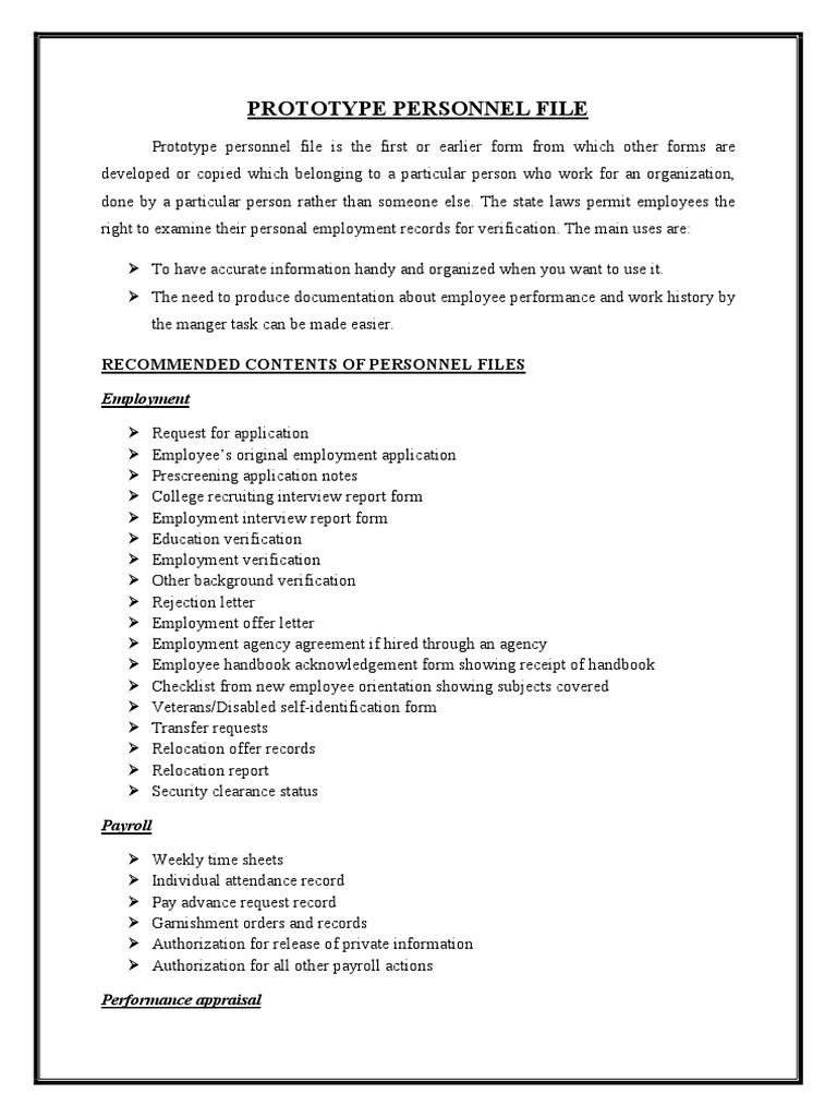 13.prototype Personal File | PDF | Payroll | Employment