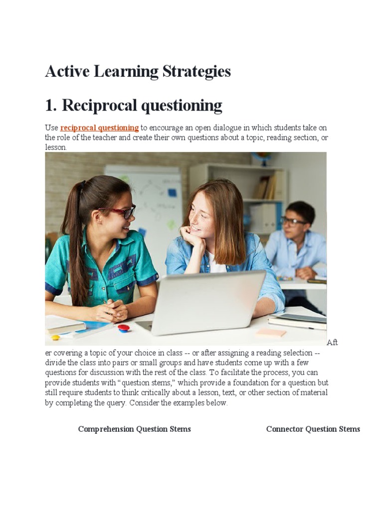 Active Learning Strategies | PDF | Reading Comprehension | Question