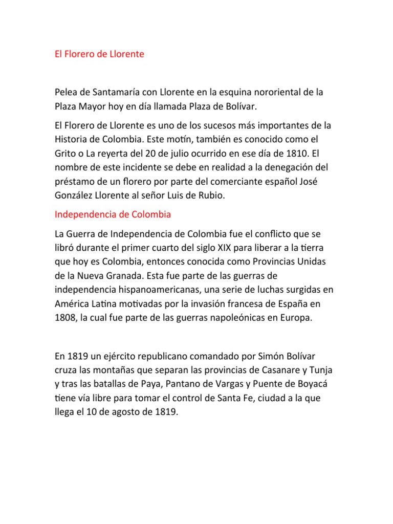 El Florero de Llorente | PDF | Historia