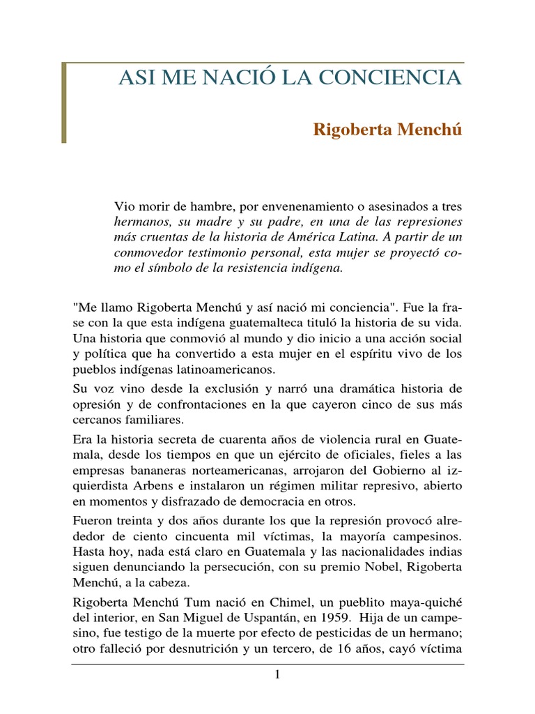 Libro Rigoberta Menchu | PDF | Guatemala | Moisés