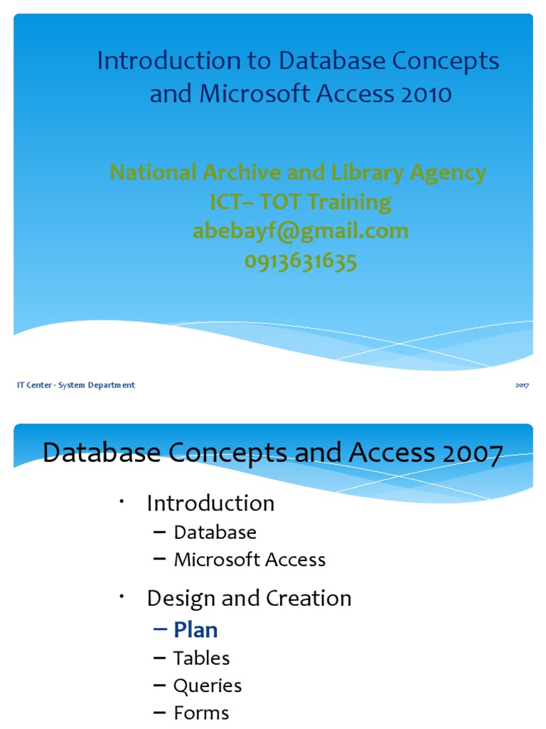 Introduction To Database Concepts | PDF | Microsoft Access | Databases