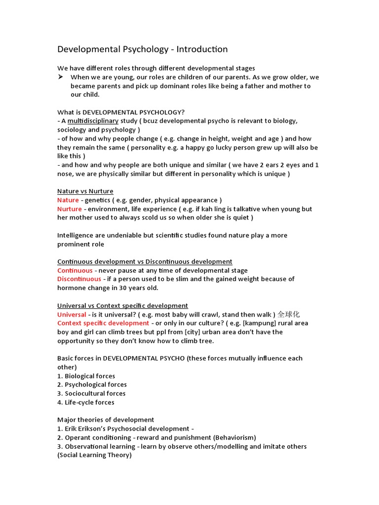 Developmental Psychology Notes | PDF