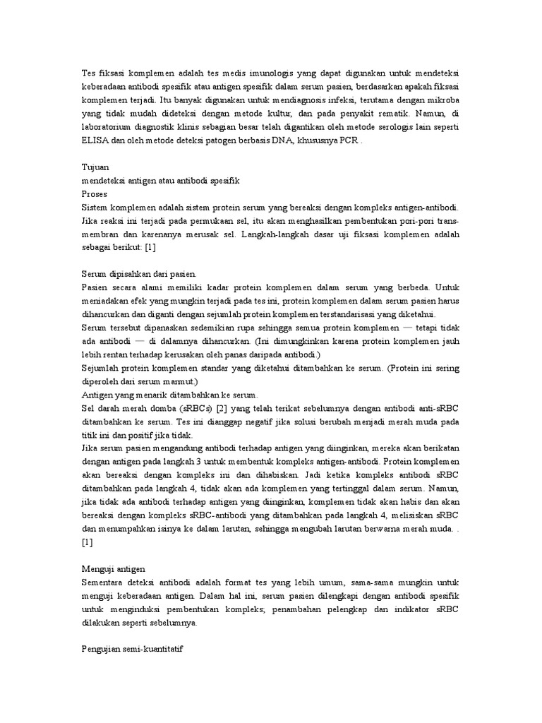 Fiksasi Komplemen | PDF