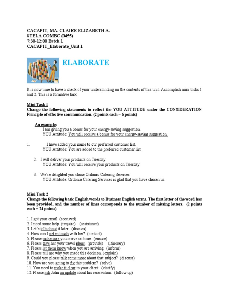 CACAPIT - Elaborate - Unit 1 | PDF | Teaching Methods & Materials
