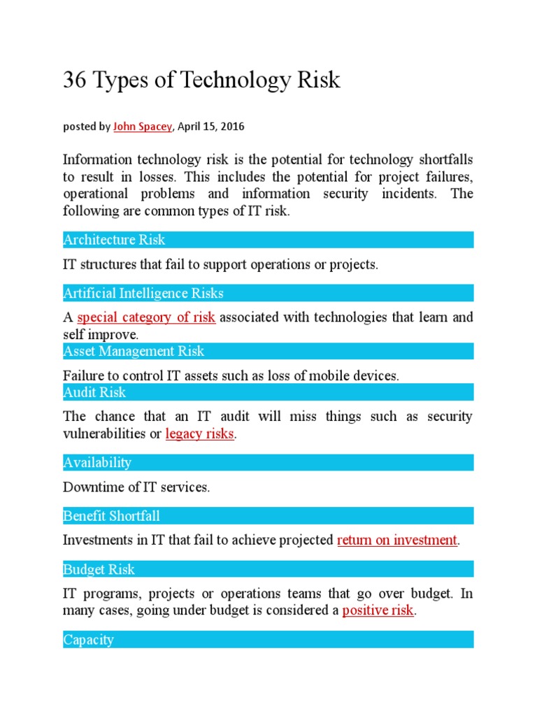 36 Types of Technology Risk | PDF | Vulnerability (Computing) | Risk