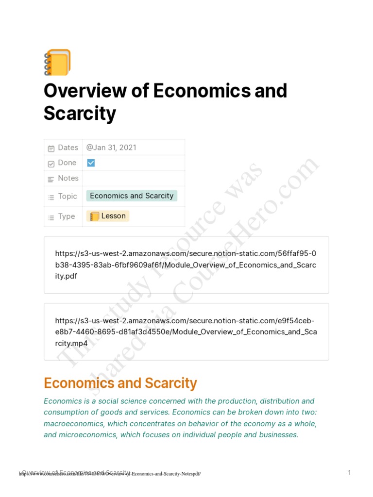 This Study Resource Was: Overview of Economics and Scarcity | Download ...