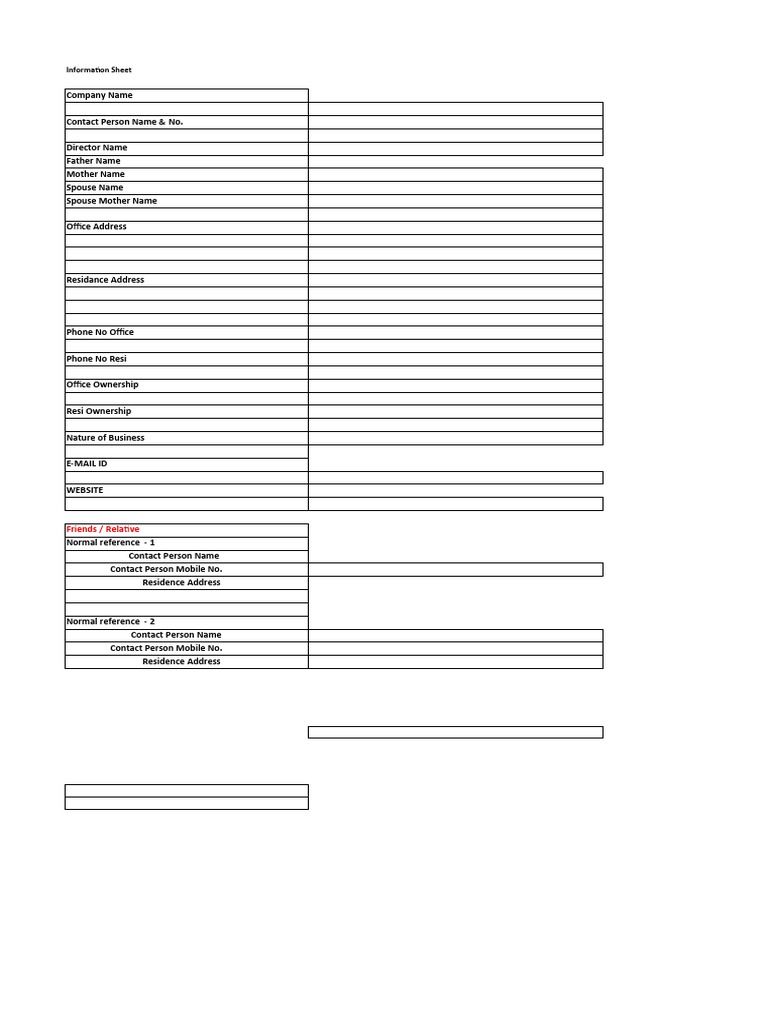 Information Sheet: Friends / Relative | PDF