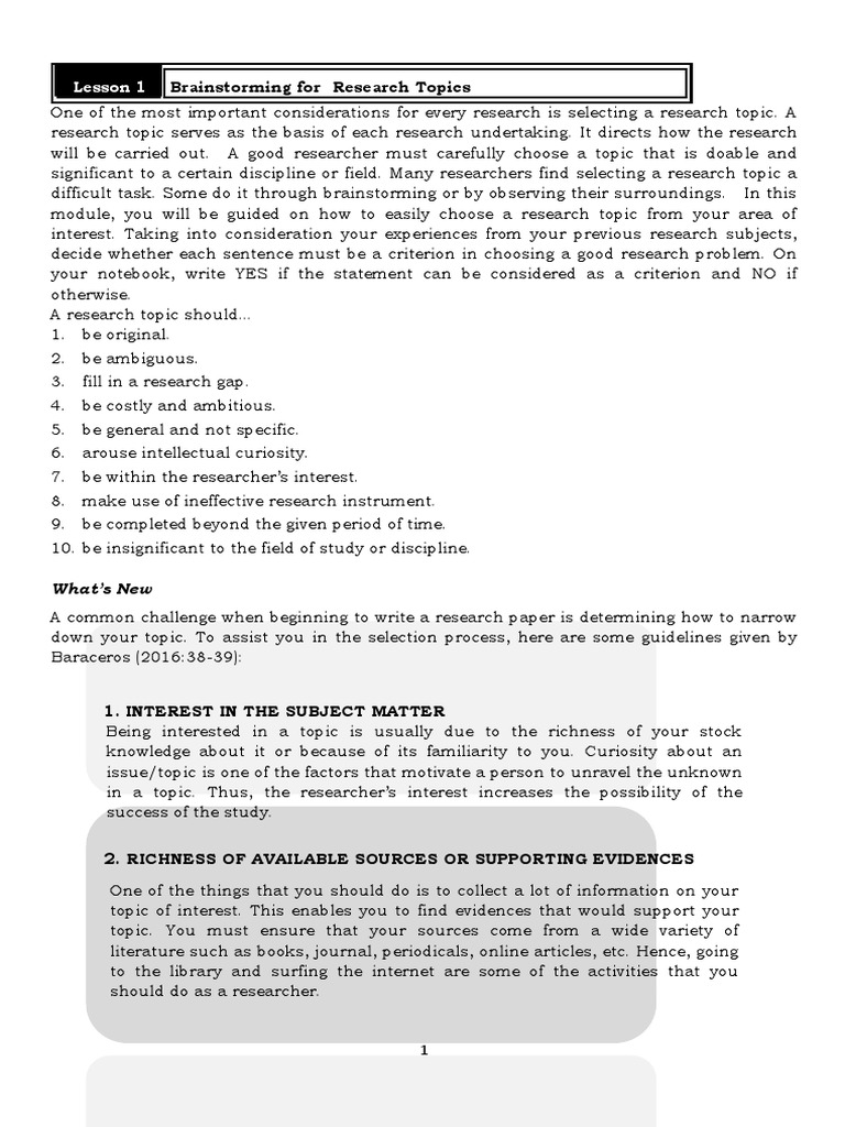 Q3-M1 - 3is - Brainstorming For Research TopicsV4-1 | PDF | Curiosity ...