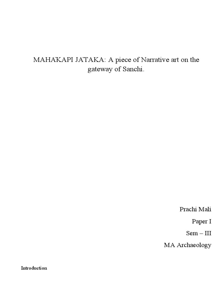 MAHĀKAPI JĀTAKA: A Piece of Narrative Art On The Gateway of Sanchi ...