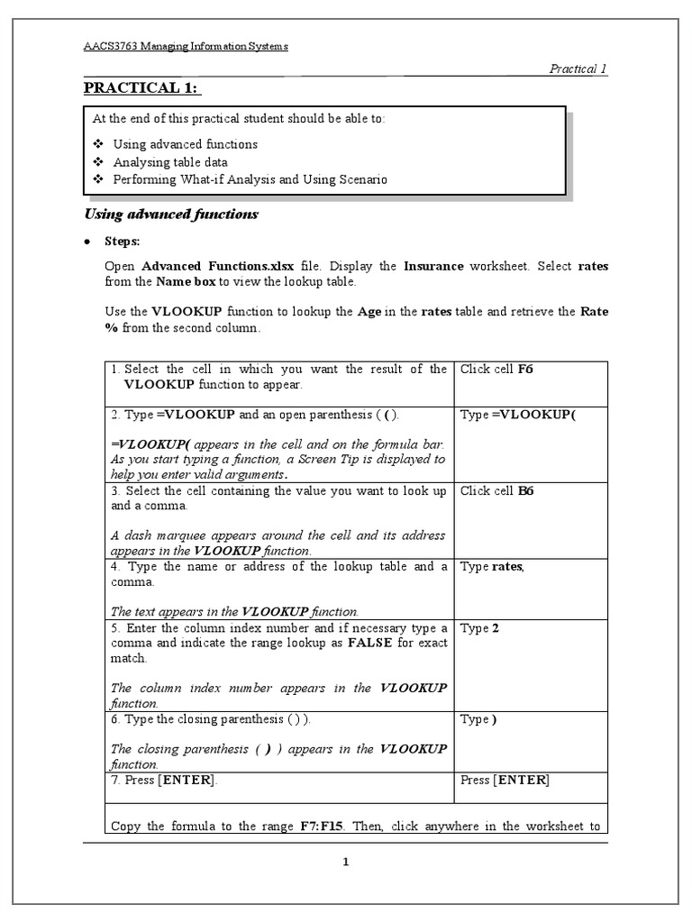 Practical 1:: Using Advanced Functions | Download Free PDF | Database ...