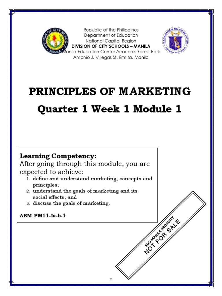 Abm-Principles of Marketing 11 q1 w1 Mod1 | PDF | Sales | Marketing Abm-Principles of Marketing 11 q1 w1 Mod1 | PDF | Sales | Marketing