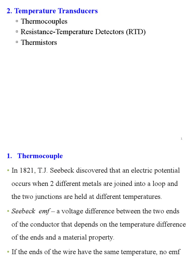 Thermocouples Resistance-Temperature Detectors (RTD) Thermistors | PDF | Thermocouple ...