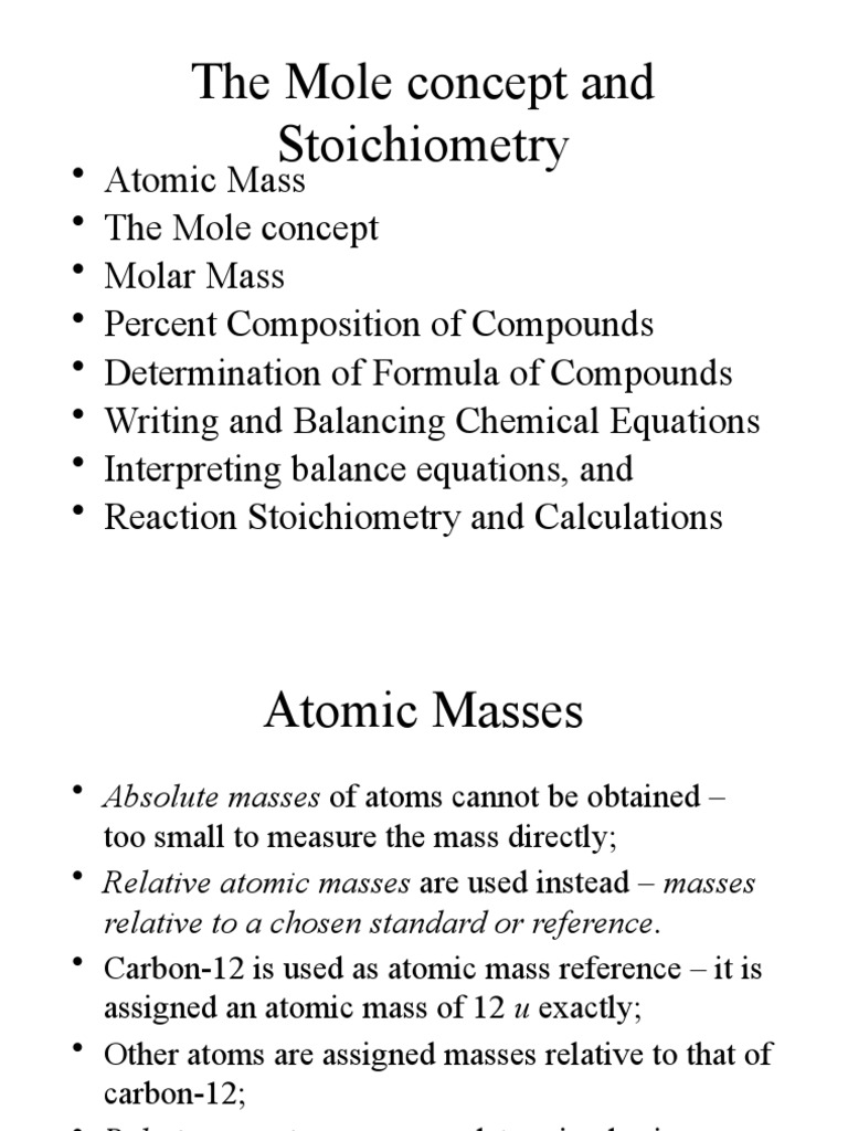 The Mole Concept and Stoichiometry | PDF | Stoichiometry | Mole (Unit)