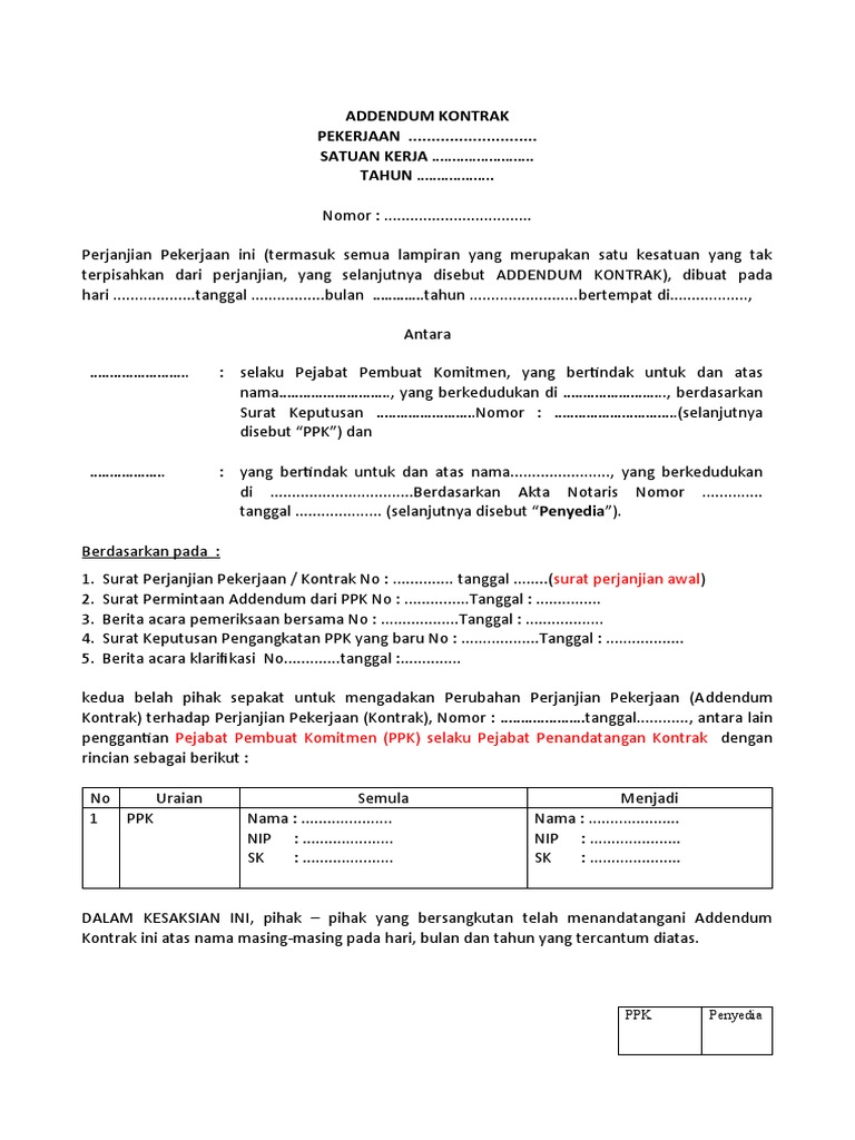 Addendum Kontrak | PDF