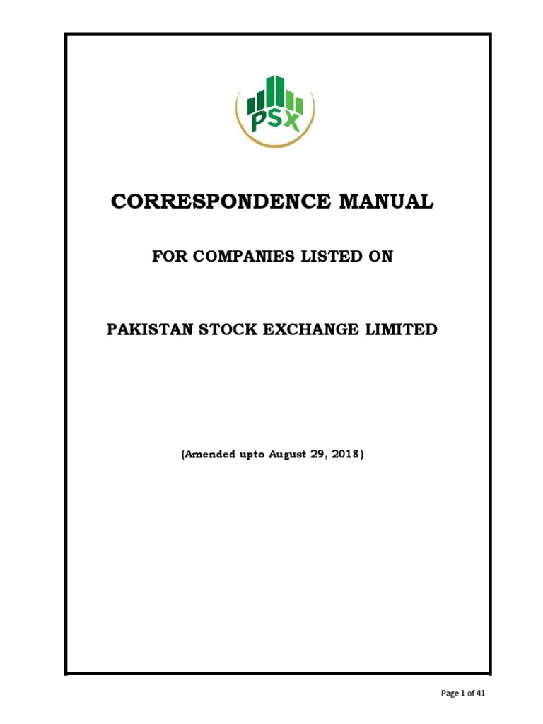 Correspondence Manual: For Companies Listed On | PDF | Dividend | Stocks