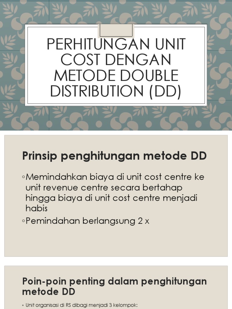 Perhitungan Unit Cost Dengan Metode Double Distribution (DD) | PDF