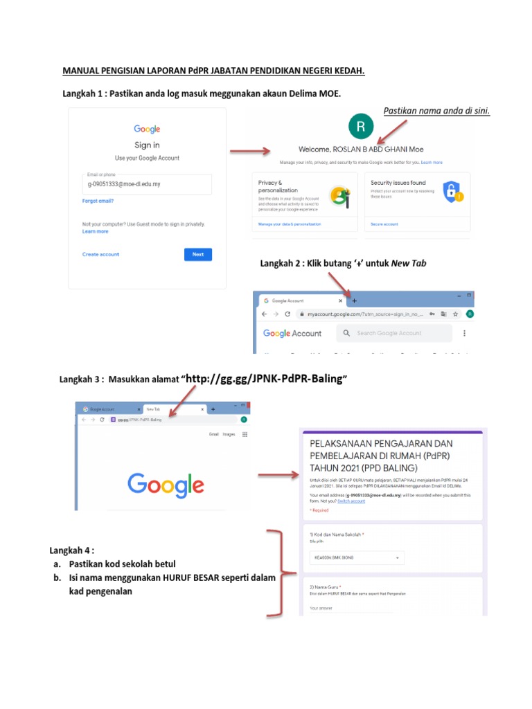 MANUAL PENGISIAN LAPORAN PDPR JABATAN PENDIDIKAN NEGERI KEDAH | PDF