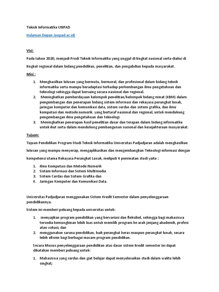 Kurikulum Teknik Informatika UNPAD | PDF | Karier & Perkembangan | Komputer
