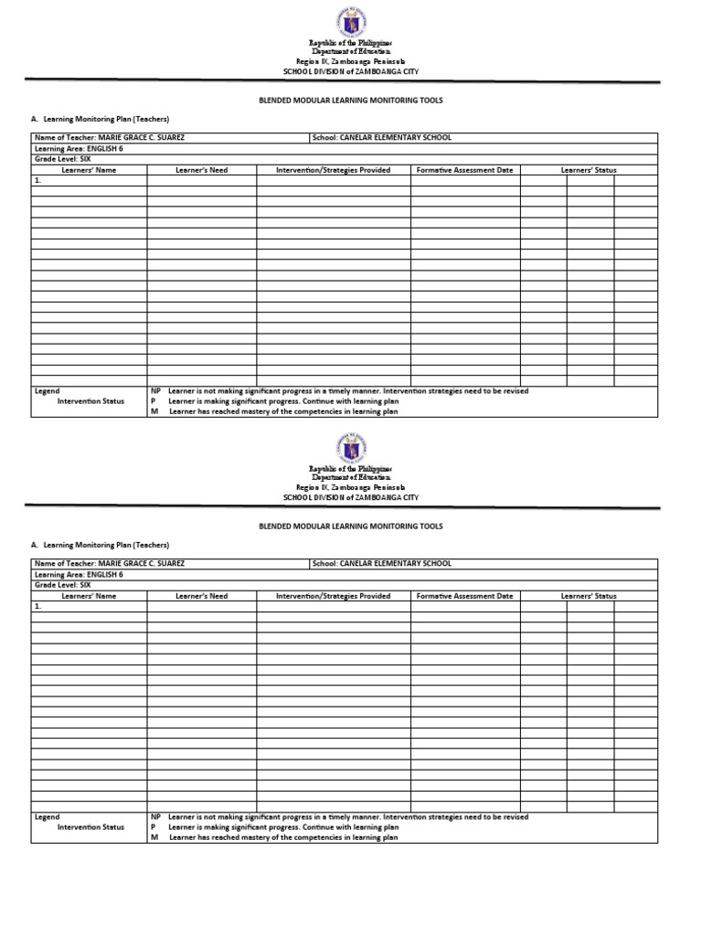 Blended Modular Distance Learning Monitoring | PDF