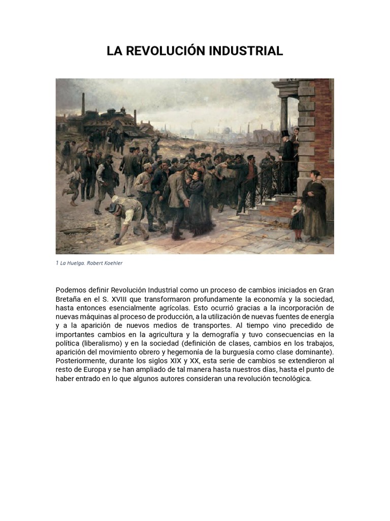 Tema 4 Parte 1 - REVOLUCION INDUSTRIAL Y MOVIMIENTO OBRERO | PDF ...