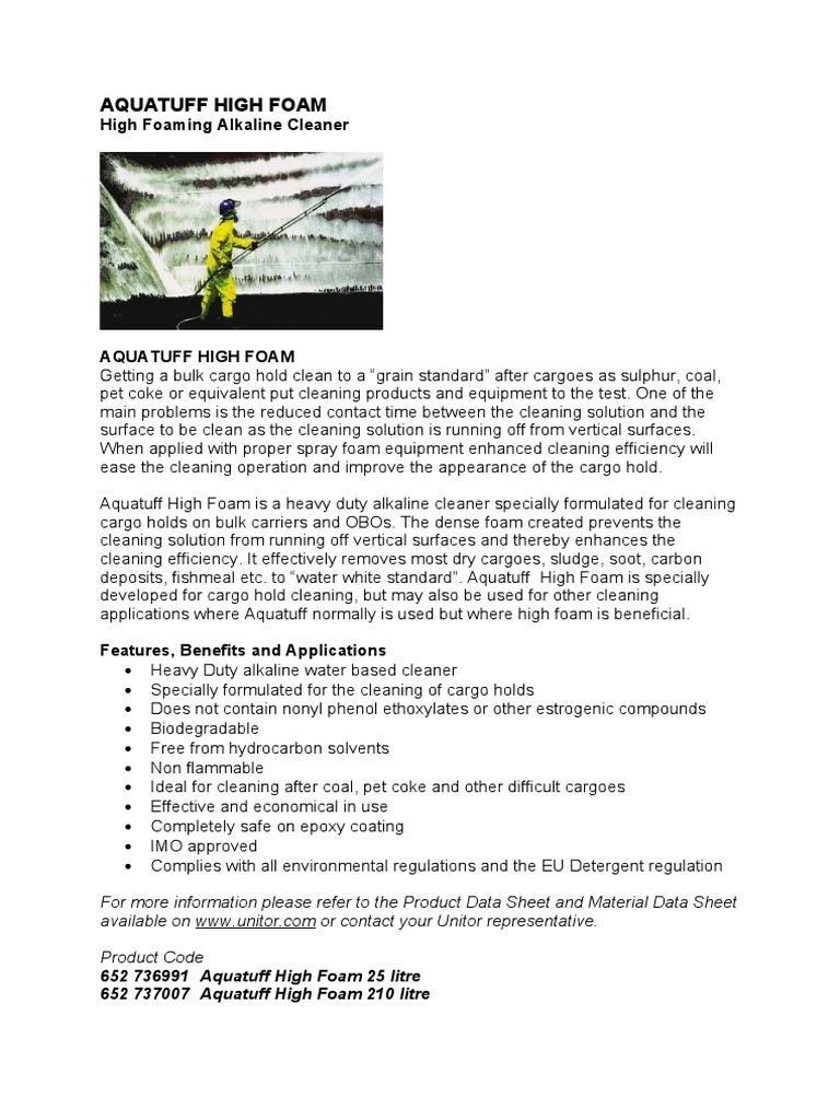 Aquatuff High Foam: High Foaming Alkaline Cleaner | PDF