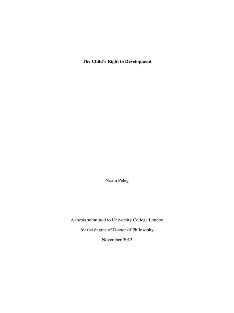 Peleg-The Child Right To Development | PDF | Developmental Psychology ...