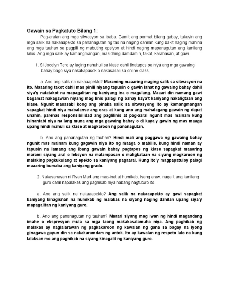 Gawain Sa Pagkatuto Bilang 1 | PDF