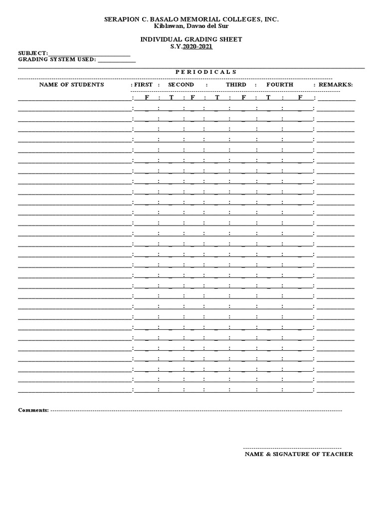 Grading Sheet To Be Print | PDF | Educational Stages | Qualifications