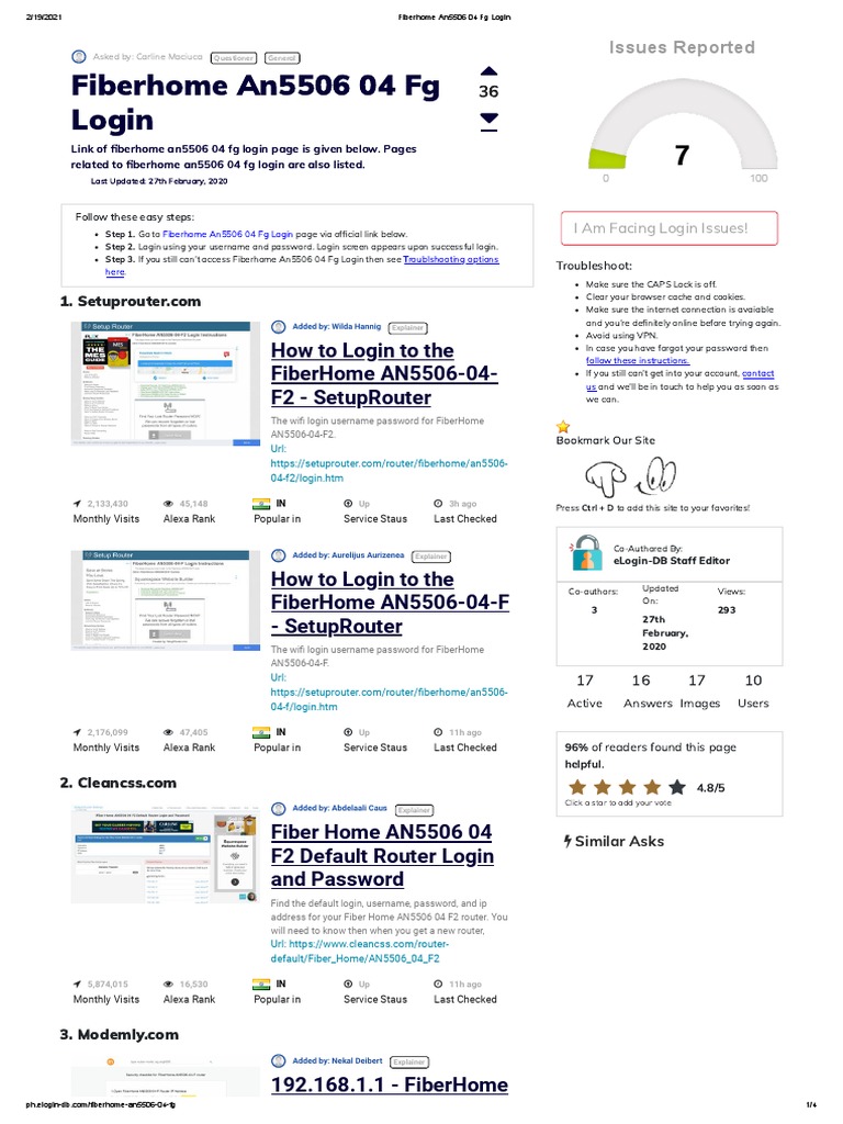 Fiberhome An5506 04 FG Login | PDF | Login | Password