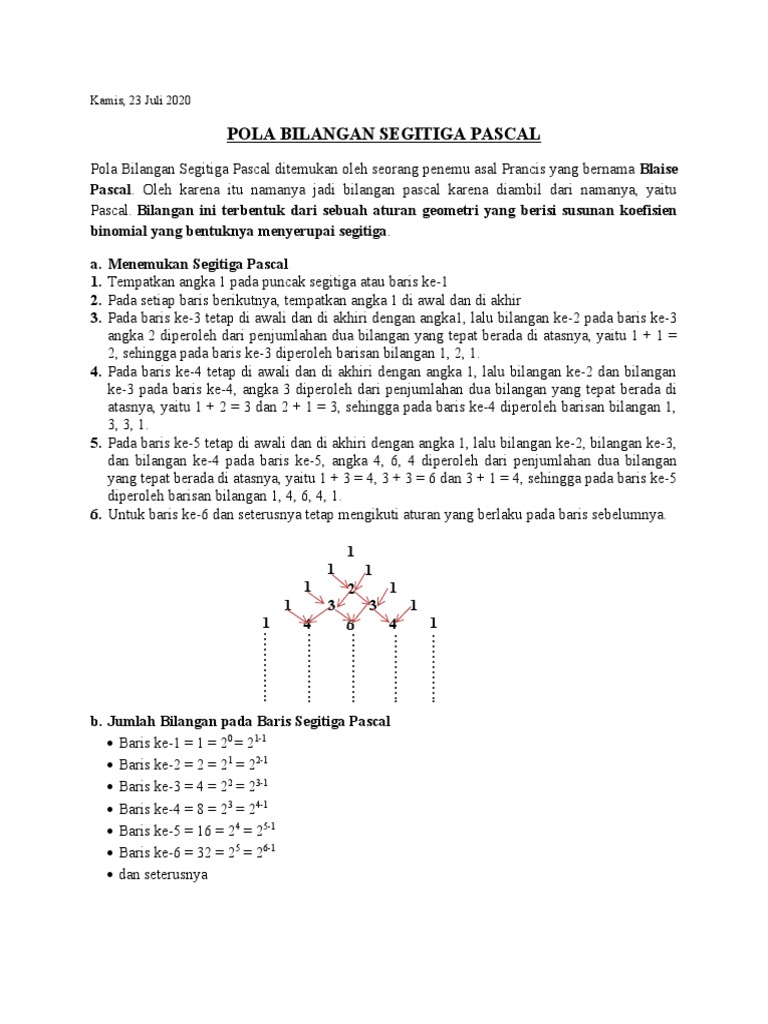 (Bab 1) Pola Bilangan Segitiga Pascal | PDF