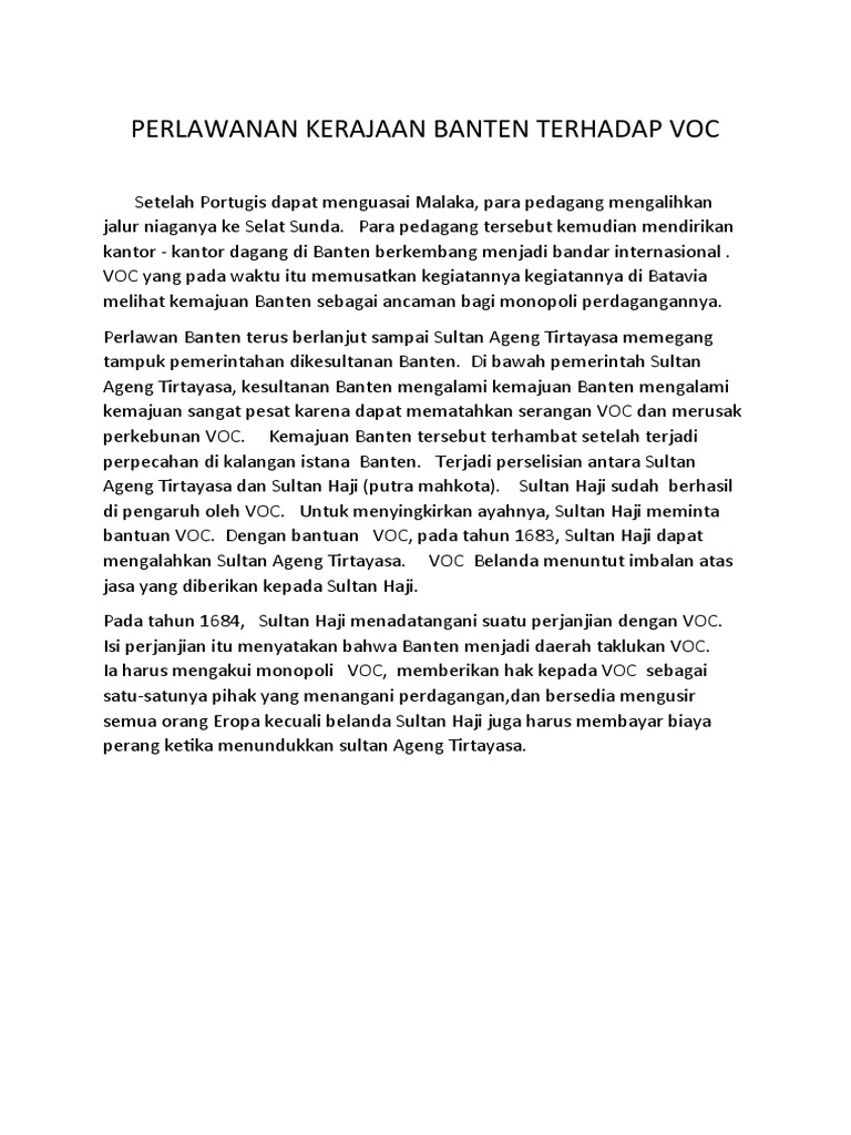 Perlawanan Kerajaan Banten Terhadap Voc 1 | PDF