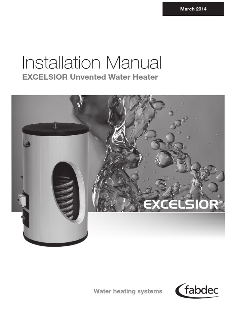 Installation Manual: Excelsior | PDF | Water Heating | Thermostat
