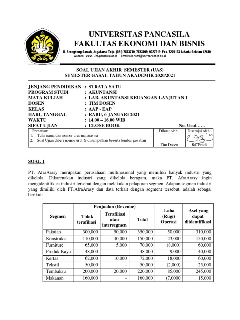 Soal Uas Lab Aklan 1 | PDF