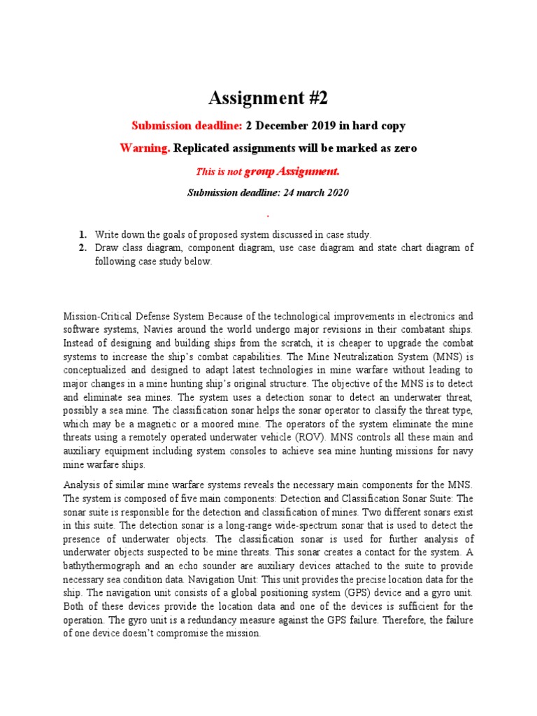Assignment #2: Submission Deadline: Warning | PDF | Sonar | Naval Mine