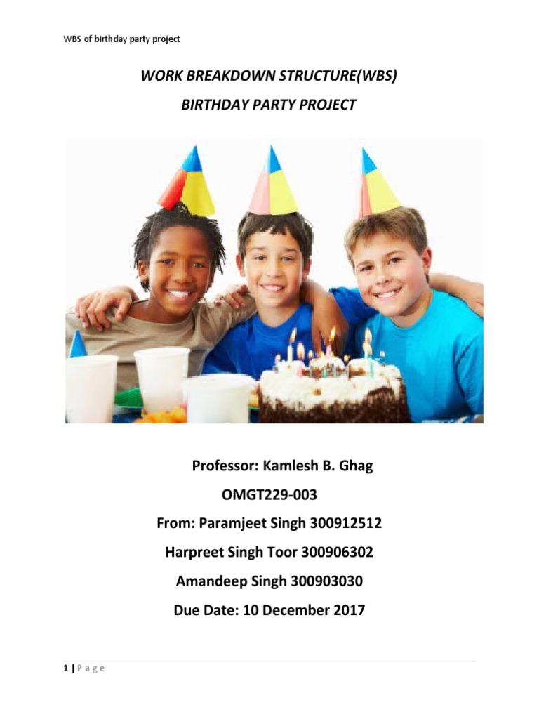 Birthday Party Project WBS Overview | PDF | Business