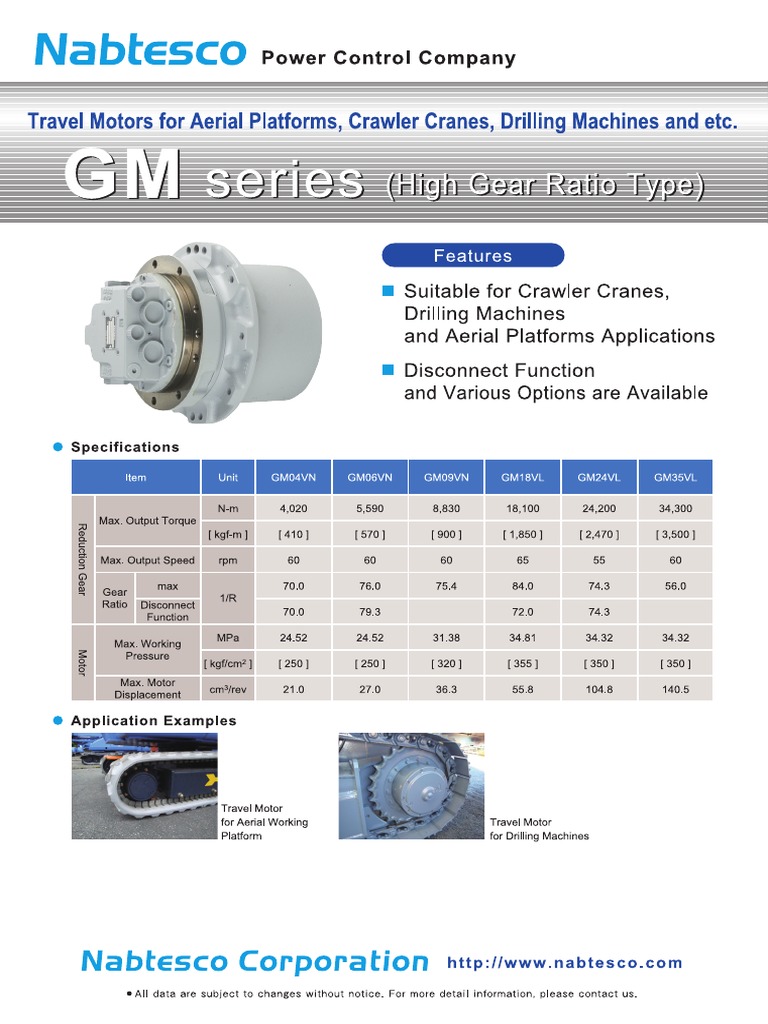 NABTESCO Motor Translacao GM Series | PDF