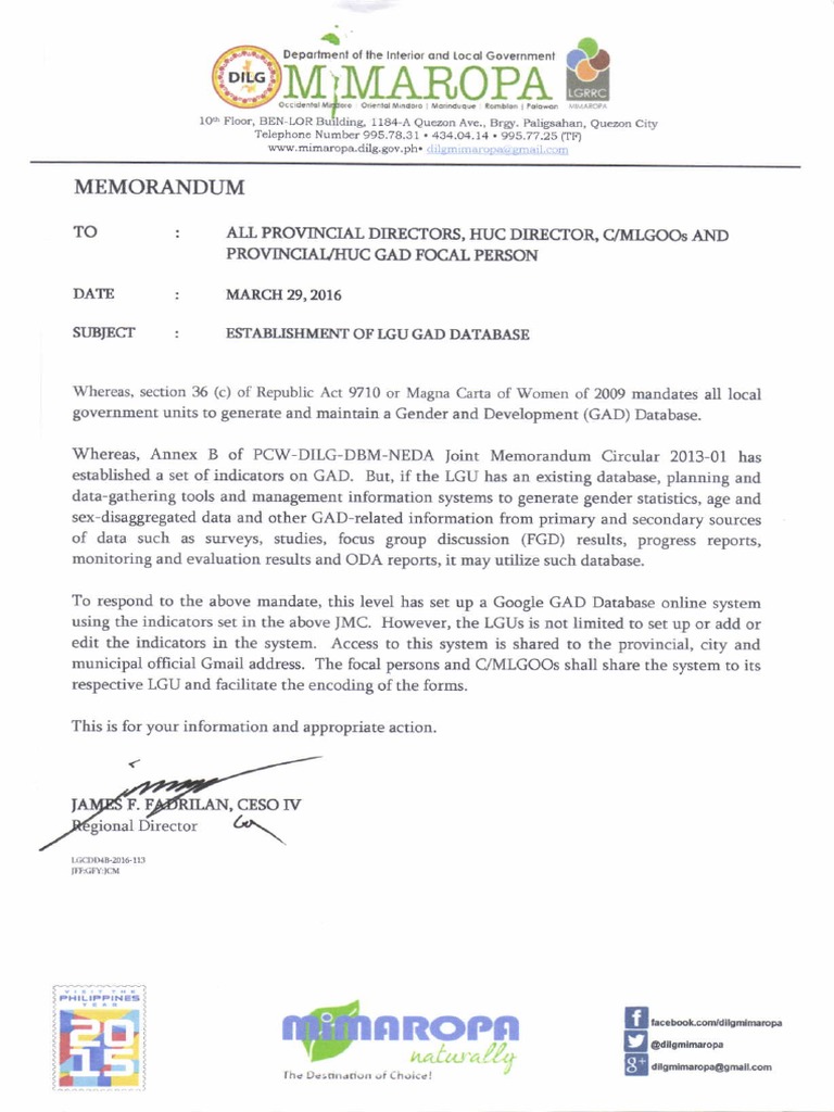 Establishment Of Lgu Gad Database Pdf
