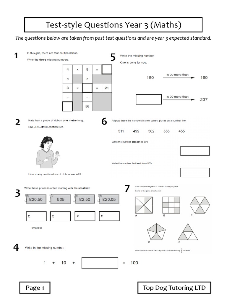 Year 3 Maths Test Questions & Answers | PDF